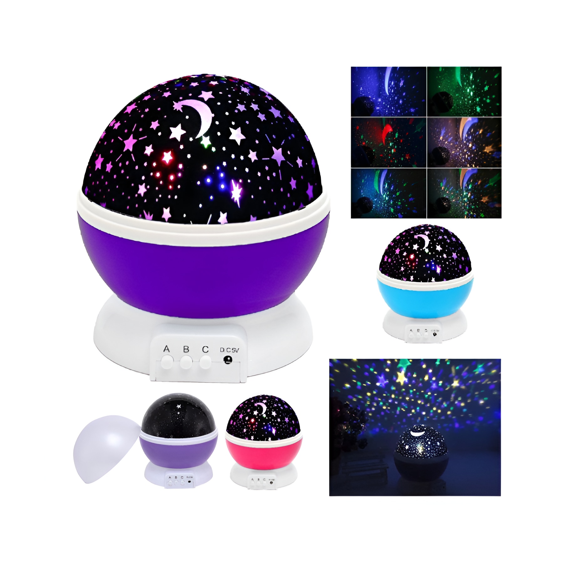 Lampa de Veghe pentru Copii cu Proiectii de Stele si Luna, Functie de ...