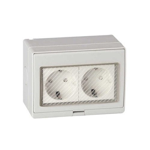 Двойна приложена шуко гнездо, степен на защита Ip55 - eMAG.bg