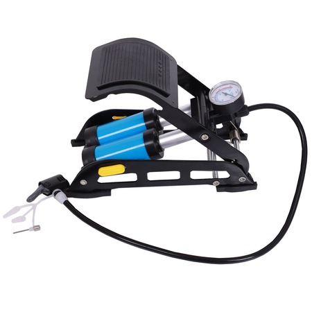 Pompa de picior cu 2 cilindri si manometru pentru umflat roti - eMAG.ro