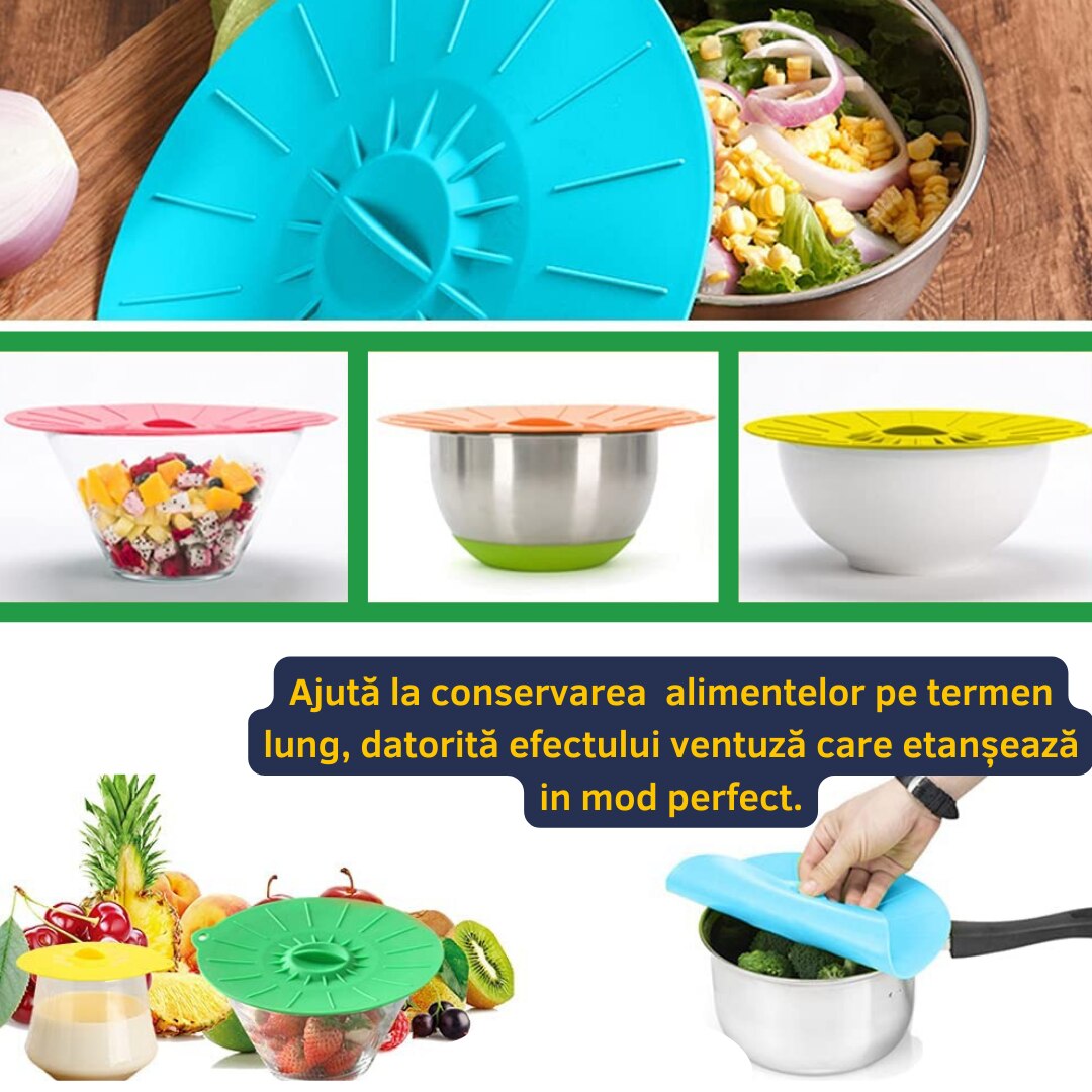 Set 5 capace universale din silicon alimentar Hight Quality Senio® de ...