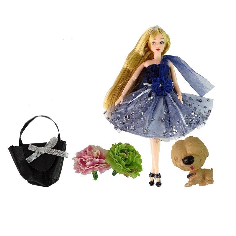 Papusa Emily 30 cm cu rochita eleganta, gentuta si catelus - eMAG.ro