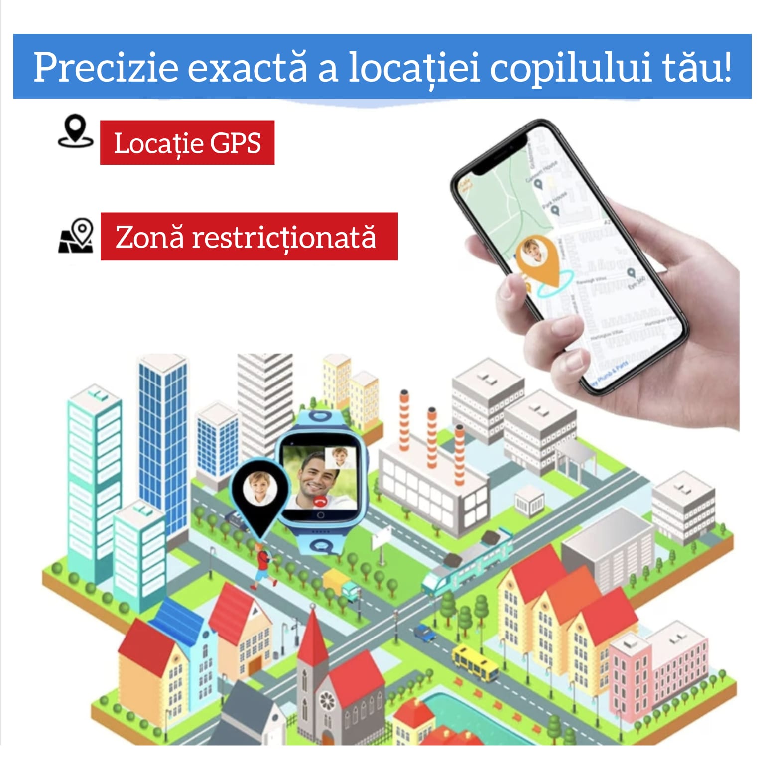 Ceas Smartwatch Copii, TechGS®, 4G, cu GPS, Monitorizare Spion, Buton ...