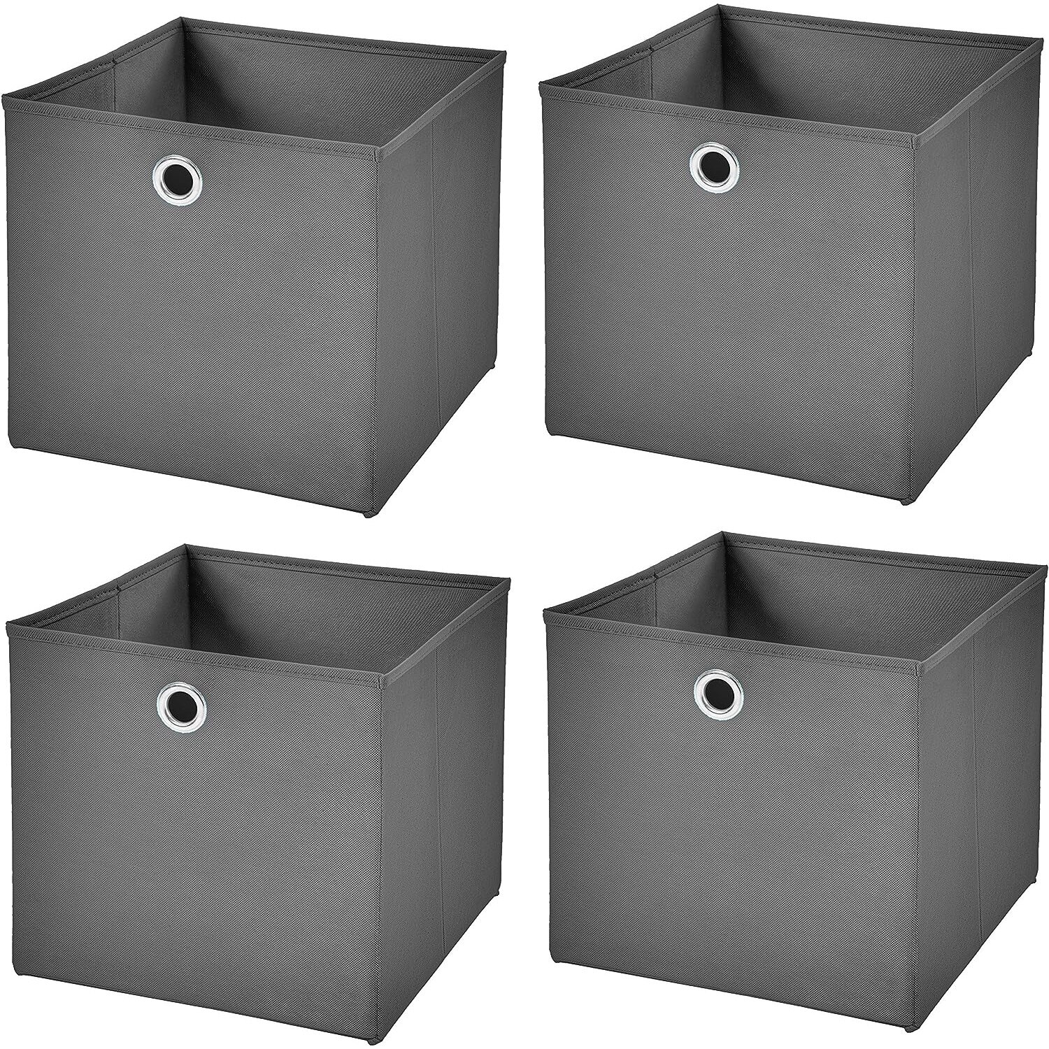 Set de 4 cutii textile de depozitare eBA®, fara capac, cu cerc metalic ...
