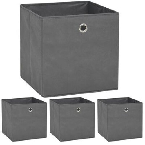 Set de 4 cutii textile de depozitare eBA®, fara capac, cu cerc metalic ...
