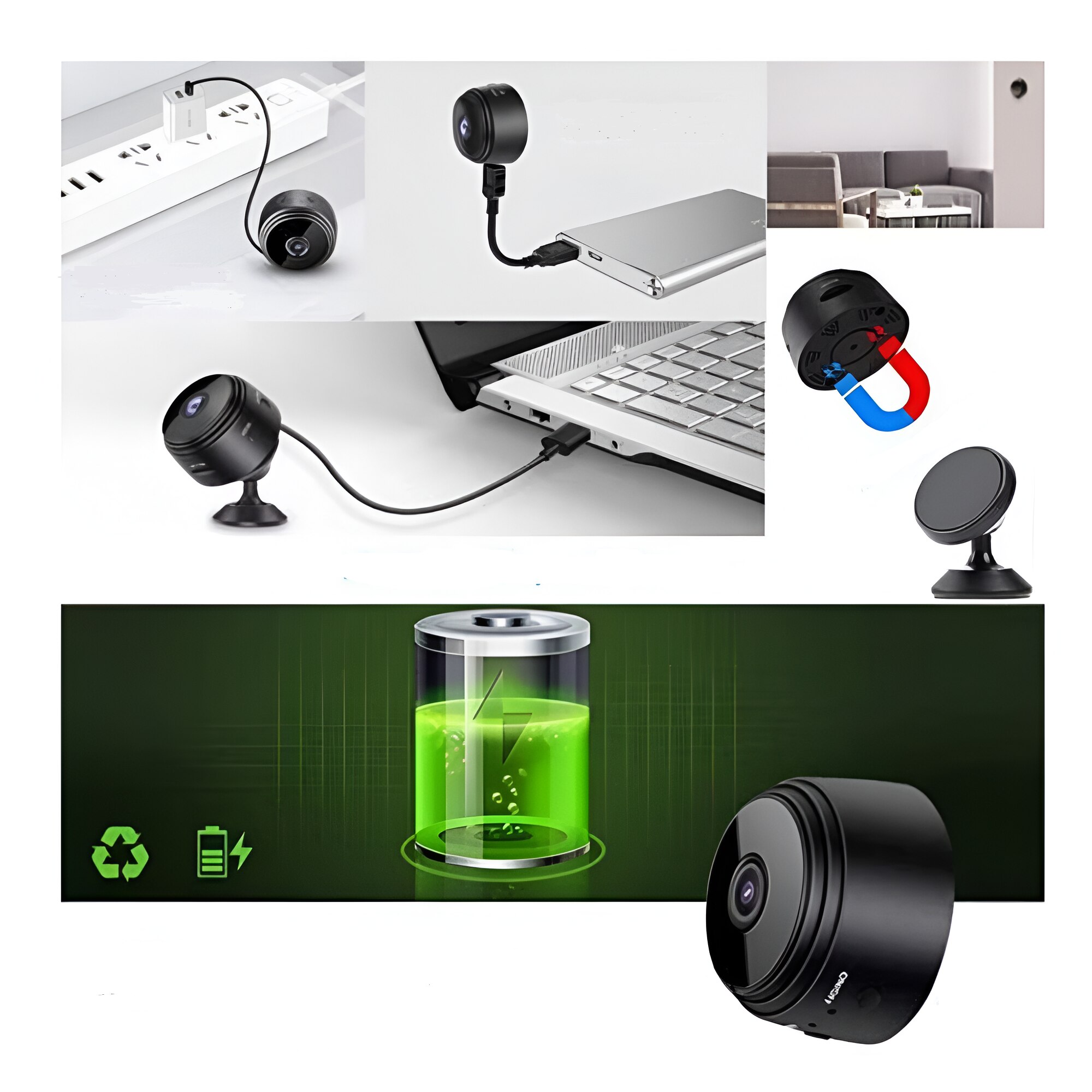 Mini Camera Wifi Full HD 1080p Suport Card 128gb, Vizualizare Live pe ...