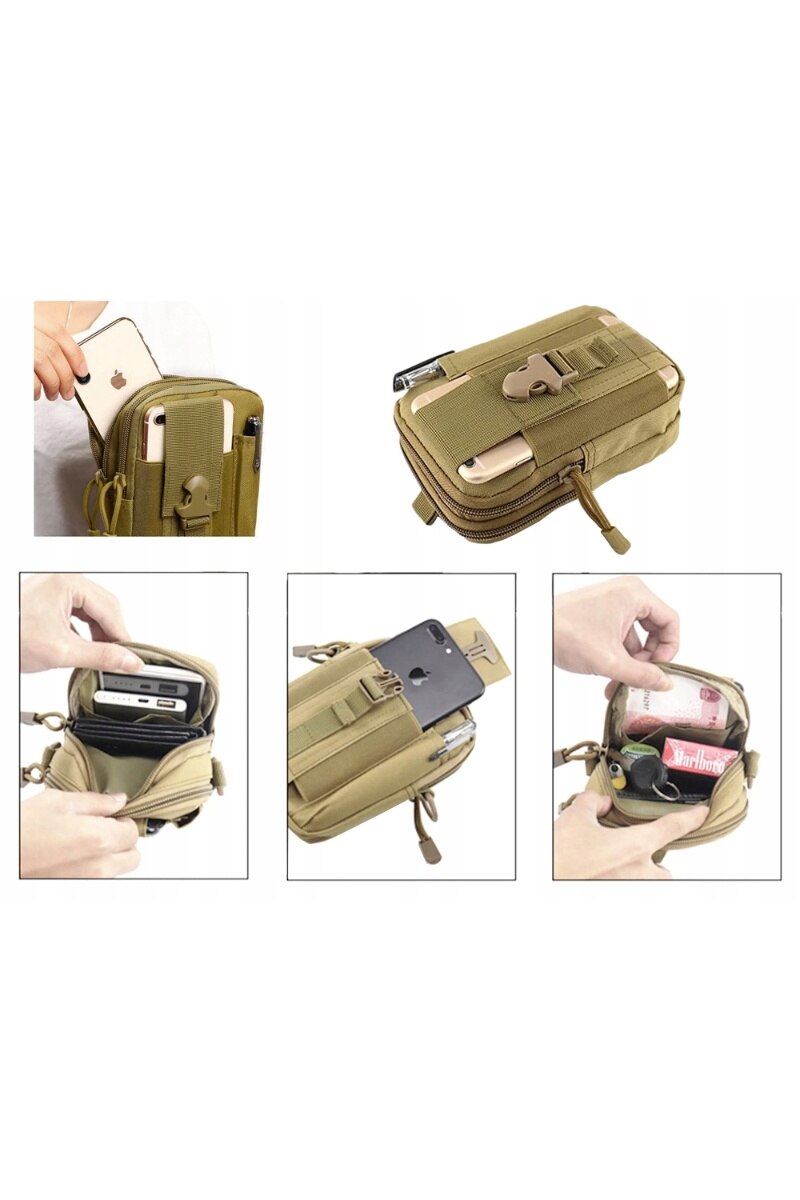 Borseta MOLLE, prindere pe curea, 2 buzunare cu fermoar, 18cm x 12cm x ...