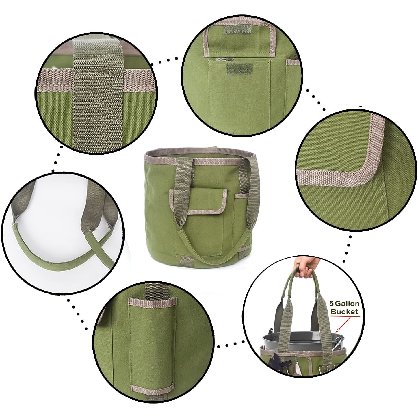 Geanta pentru unelte de gradina, Sunmostar, Panza/PVC, Verde - eMAG.ro