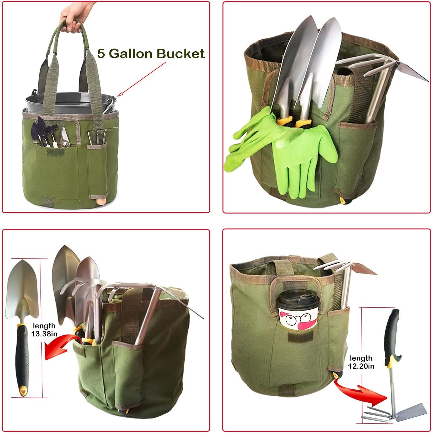 Geanta pentru unelte de gradina, Sunmostar, Panza/PVC, Verde - eMAG.ro