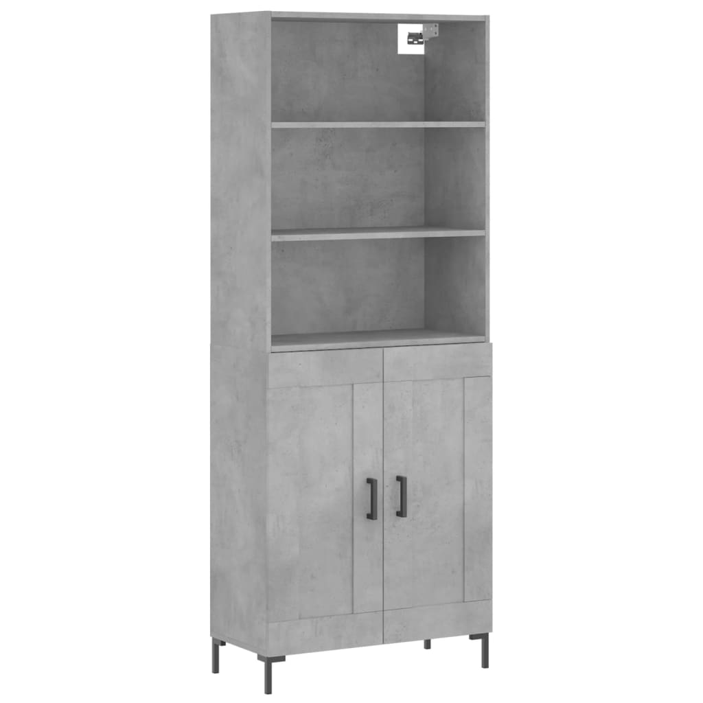 Dulap inalt vidaXL, gri beton, 69,5x34x180, lemn compozit, 37.87 kg ...