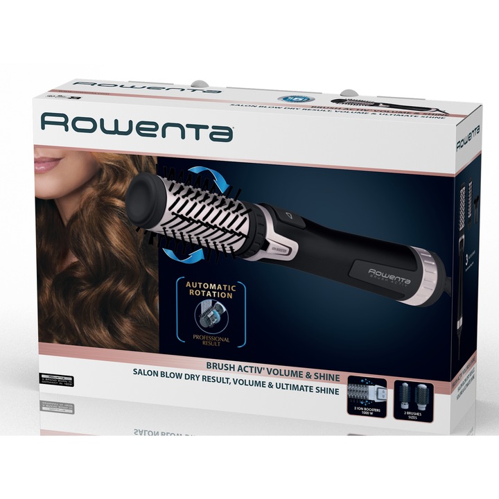 Perie rotativa Rowenta Brush Activ'Dry & Style CF9550F0, 1000 W, 3 ...