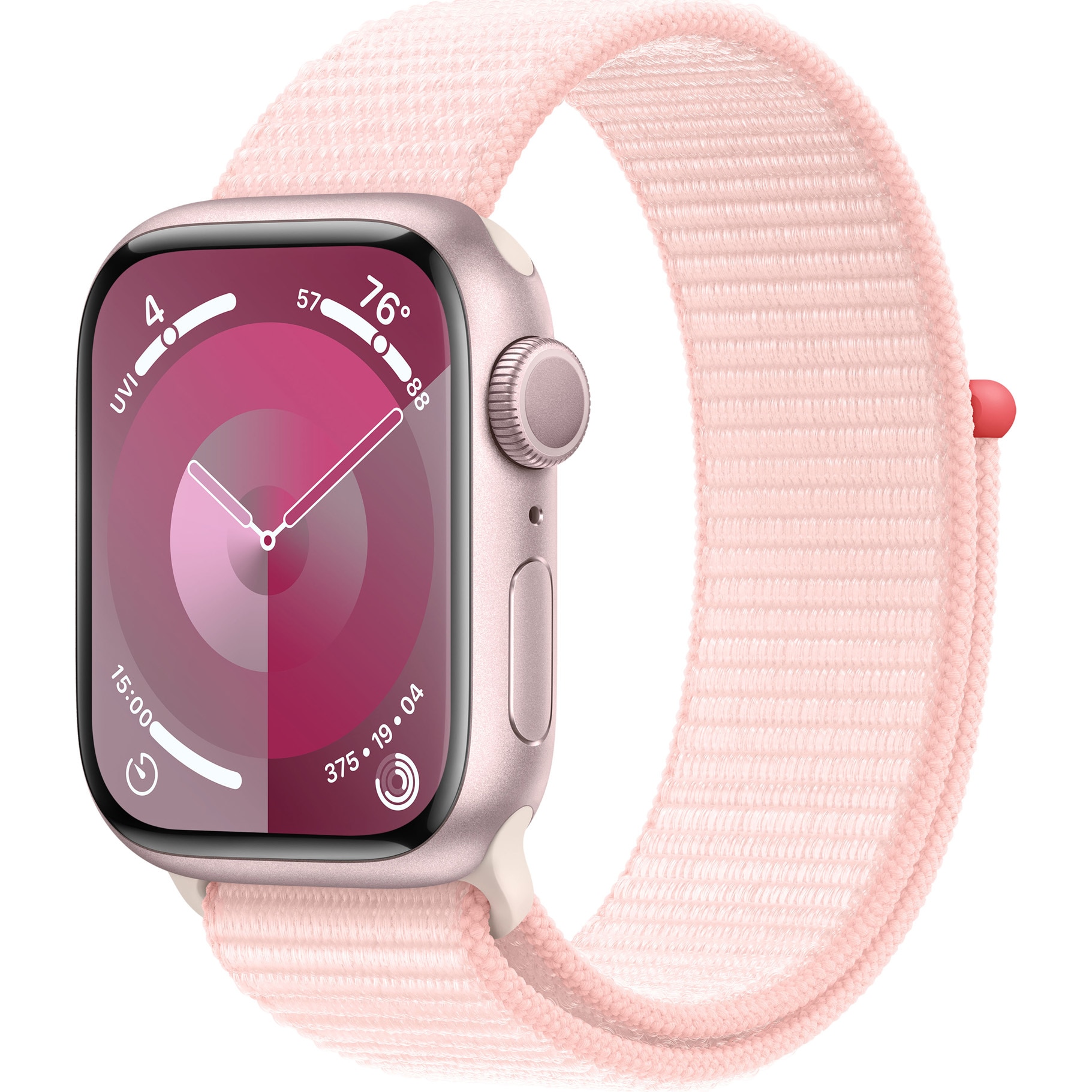 Apple Watch 9, GPS, Carcasa Pink Aluminium 41mm, Light Pink Sport Loop ...
