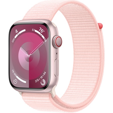 Apple Watch 9, GPS, Cellular, Carcasa Pink Aluminium 45mm, Light Pink ...