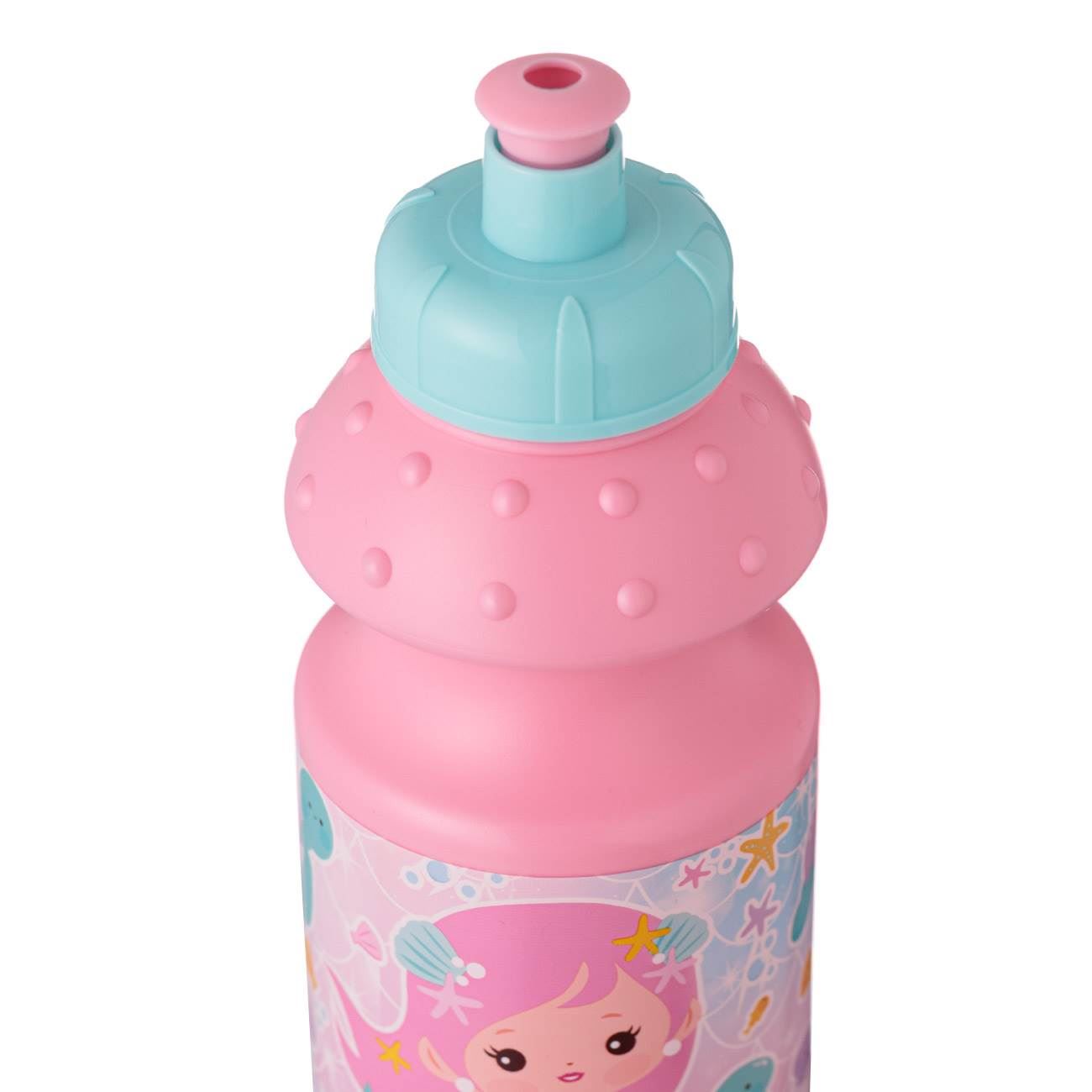 Sticla apa pentru copii cu capac Flip Top, roz si verde, decorata cu ...