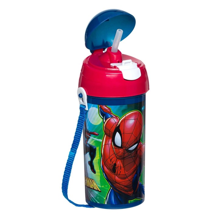 Sticla apa pentru copii Pop Up Spiderman 500ml Multicolor - eMAG.ro