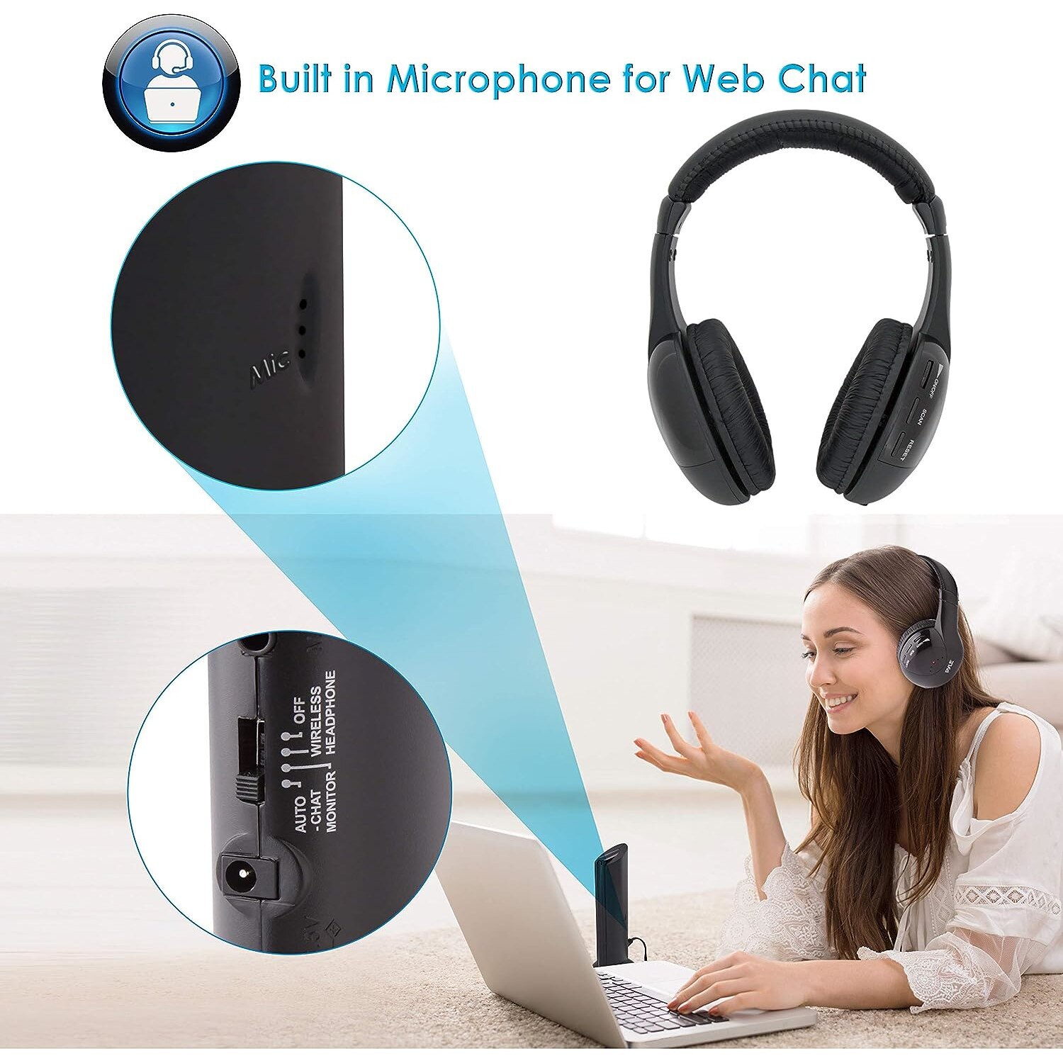 Casti stereo fara fir, Hi-Fi, Negru - eMAG.ro
