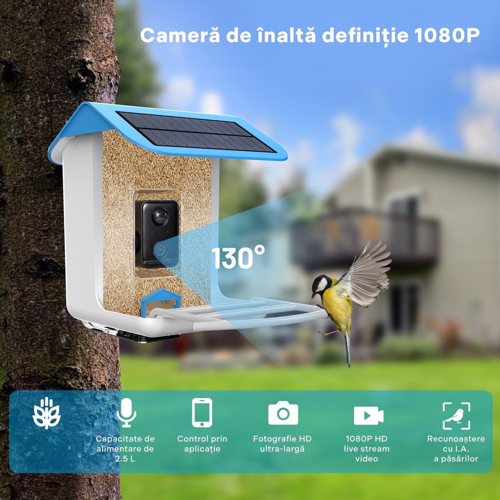 Hranitor inteligent pentru pasari Bird Love BF002, echipat cu o camera ...