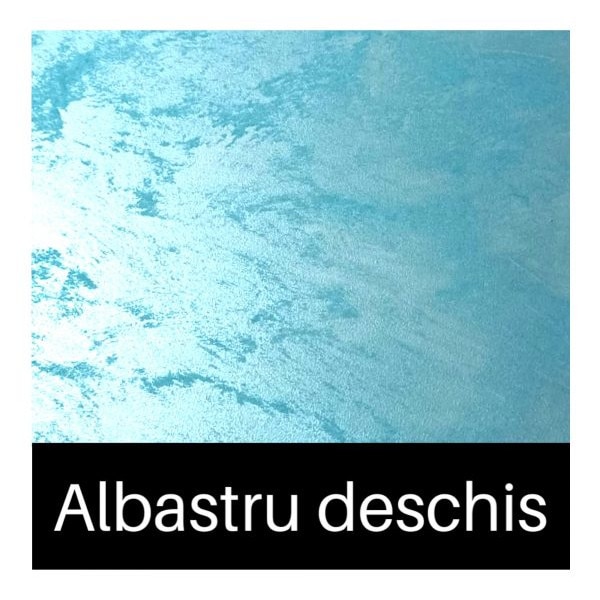 Set vopsea decorativa Perla Luxury cu Fulgi Perlati, Albastru Deschis ...