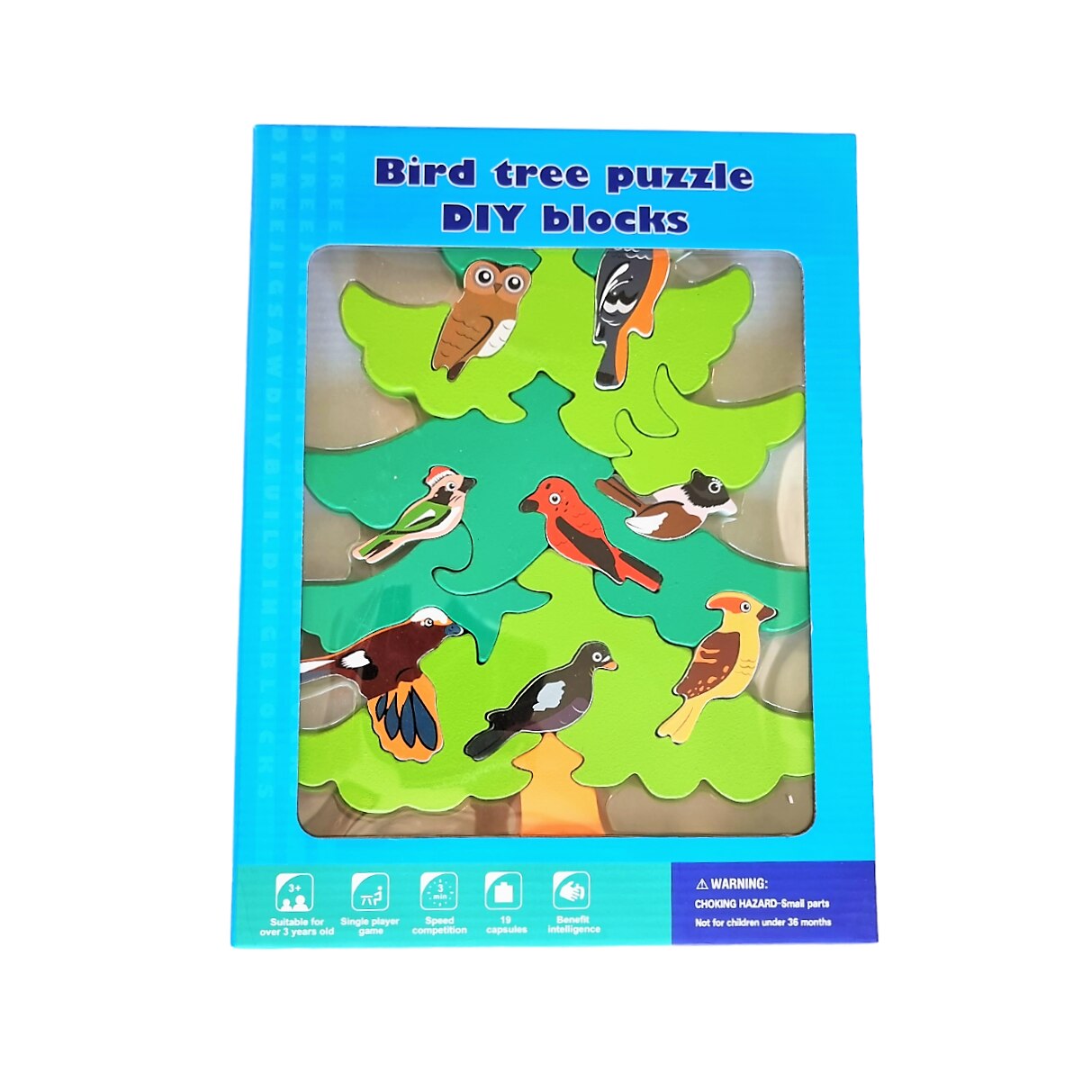 Puzzle 3D din lemn, Copac cu pasari, 15 piese - eMAG.ro