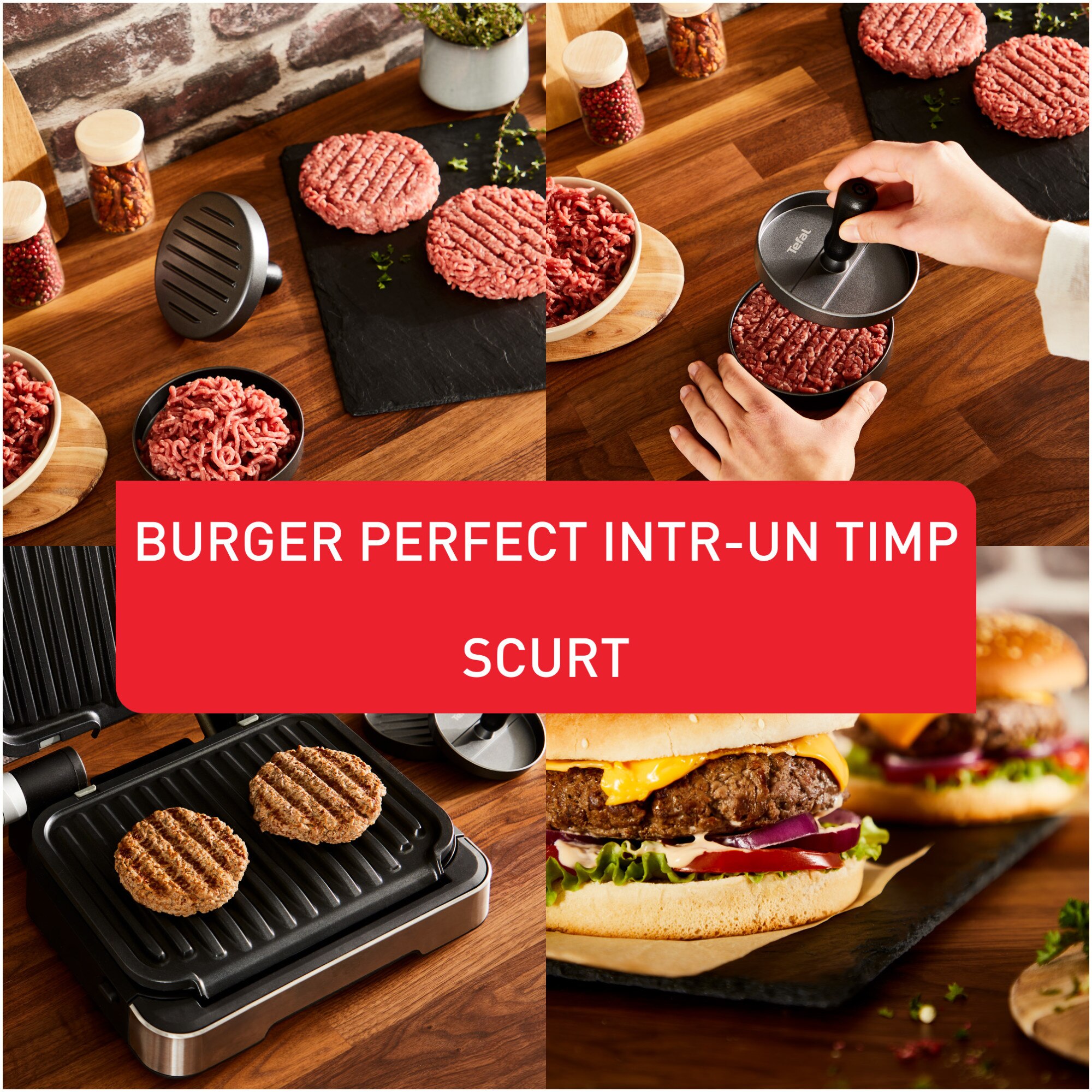 Presa pentru burger Tefal, aluminiu, invelis Antiaderent, diametru 12 ...