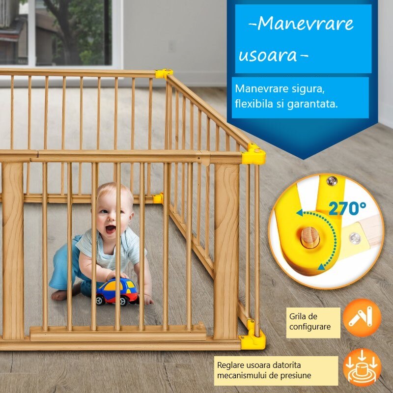 Tarc de joaca pliabil, 7,20 m, lemn, anti-alunecare, pentru copii si ...