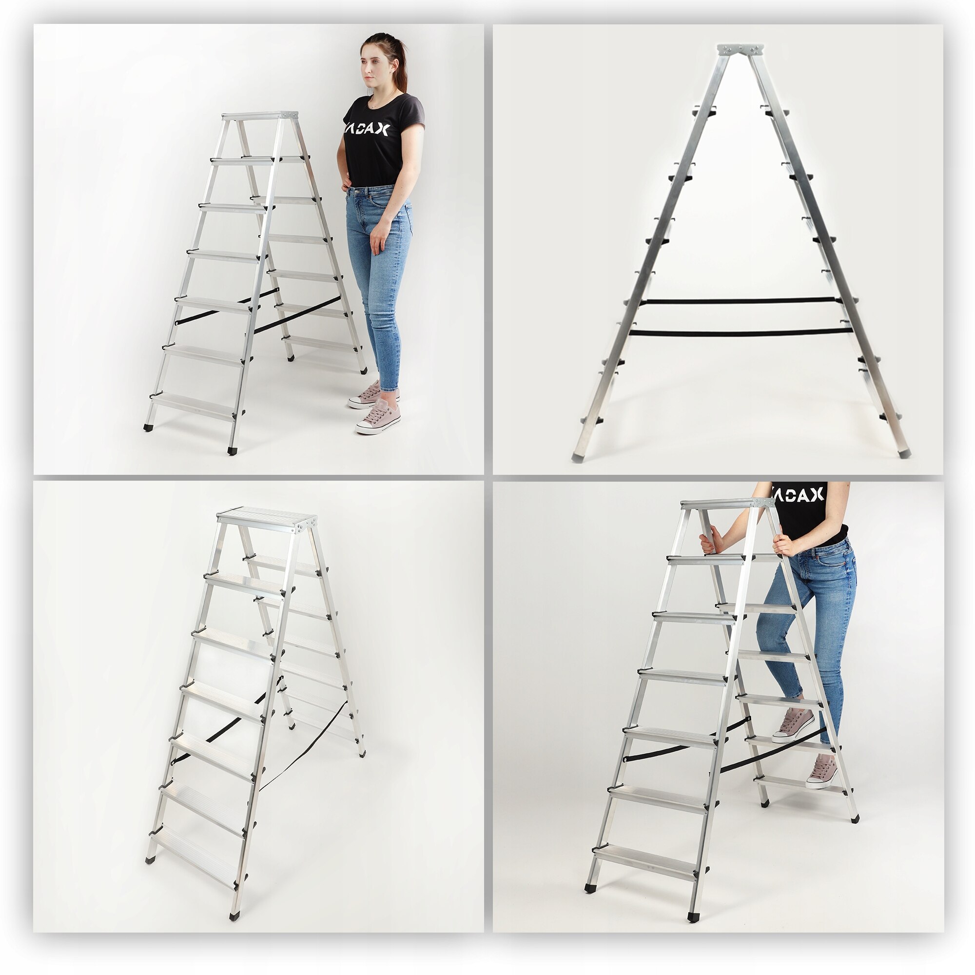 Scara de lucru, Kadax, Aluminiu, Sarcina maxima 125 Kg, Argintiu - eMAG.ro