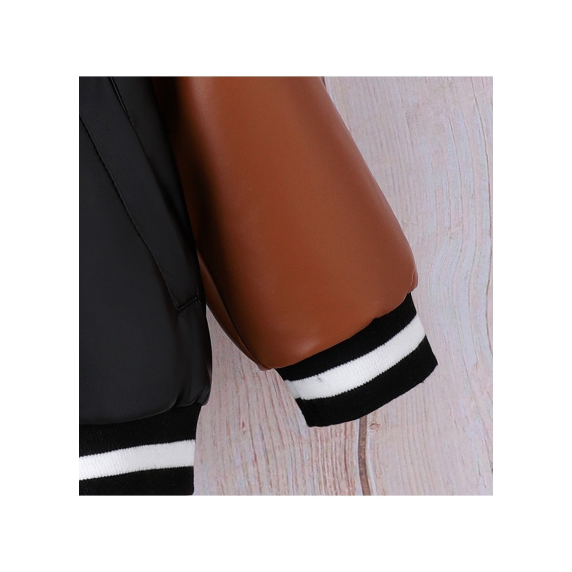 Geaca baieti, MENZ®, model Boy Avant, buzunare, capse, negru/maro, 2 ...