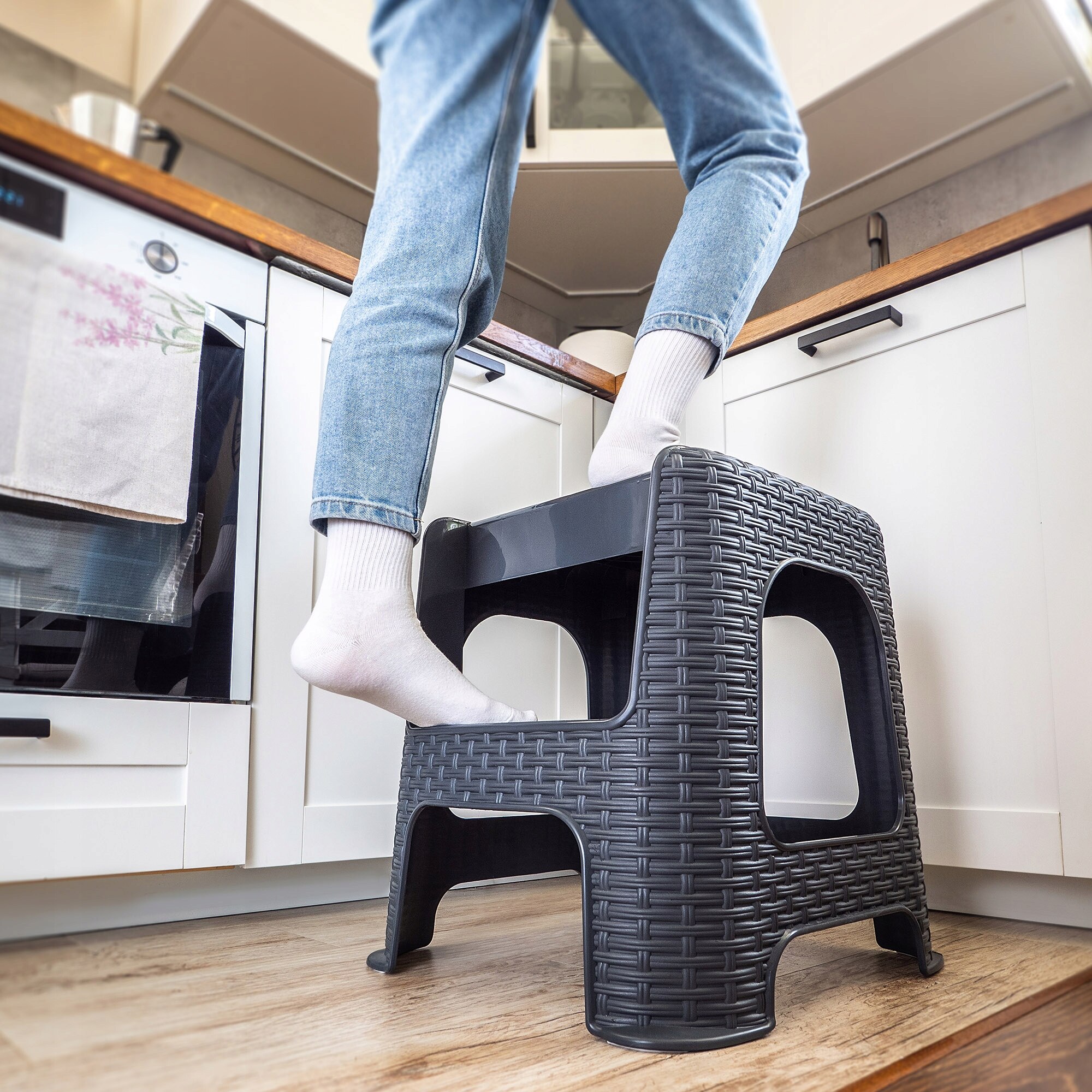 Scaun inaltator, Kadax, Plastic, 46x44x48.5 cm, Gri - eMAG.ro