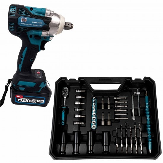 German Meister ütvecsavarozó, 2 akkumulátor, 128V, 6Ah + 38 tartozék ...