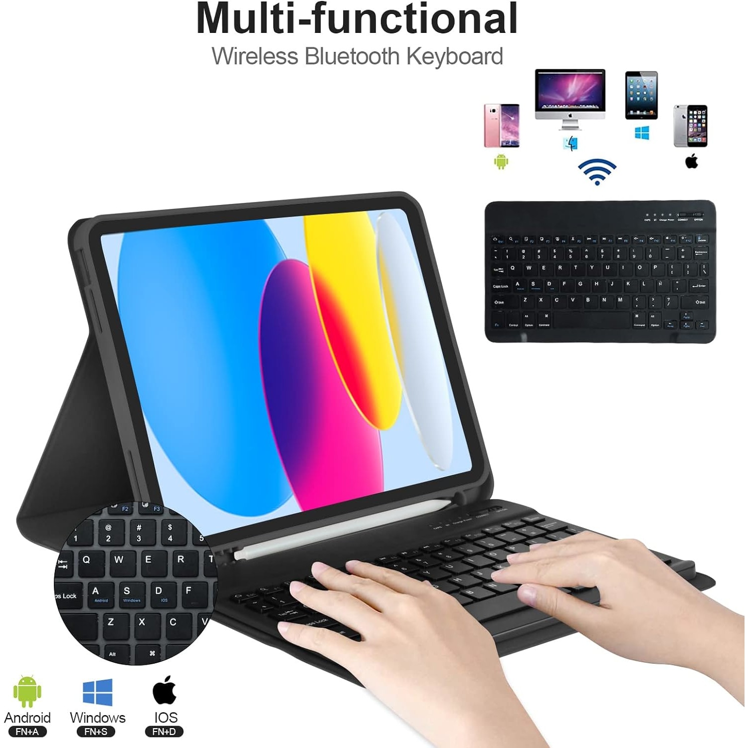 Клавиатура за таблет, JESWO, Съвместима с iPad Air 4/5, 10.9", Wireless ...