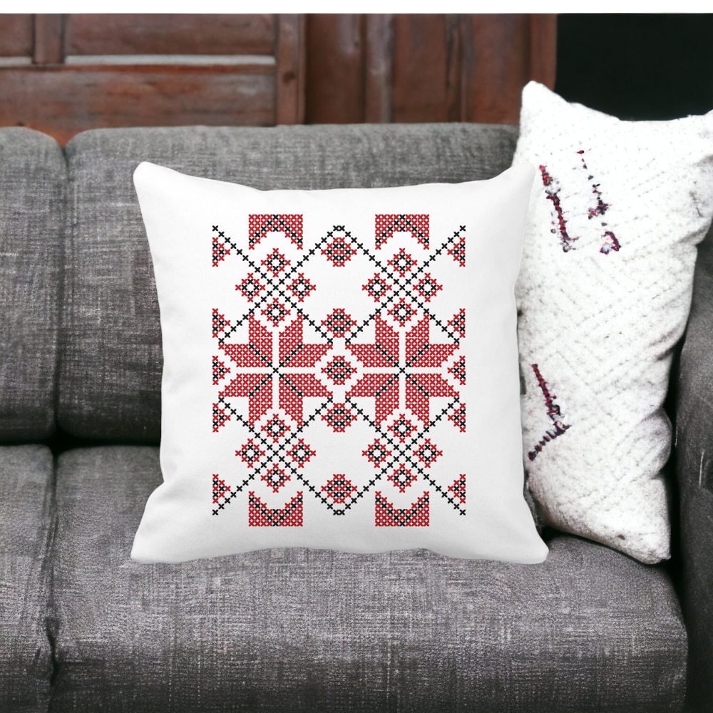Perna Personalizata, Model cu Motive Romanesti, 40x40 cm, Alba, Mata ...