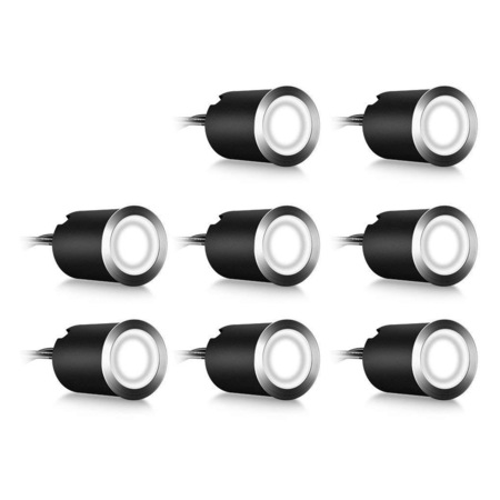 Set 8 mini spoturi cu LED-uri, Inox, 3W, Clasa de energie A+++, Negru ...