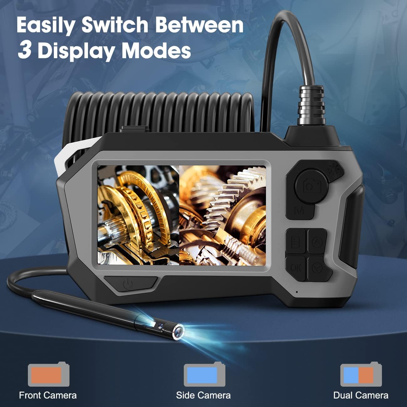 Endoscop industrial, camera de inspectie cu lentila frontala si ...