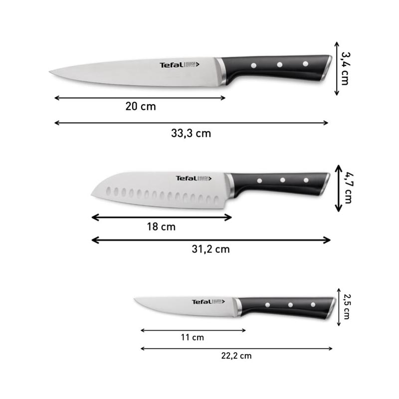 Set de cuțite din 3 piese Tefal K232S374 Ice Force Cuțit de feliat ...