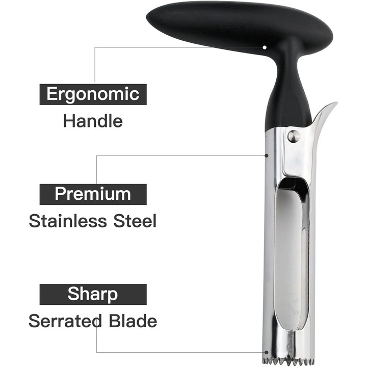 Instrument durabil pentru taiat mere, Sunmostar, Inox, Argintiu/Negru - eMAG.ro