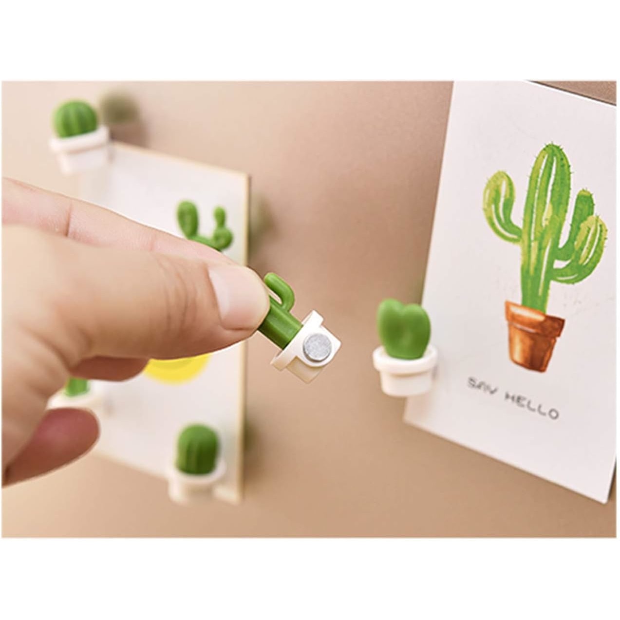 Set 12 magneti decorativi pentru frigider in forma de cactus, Sunmostar ...