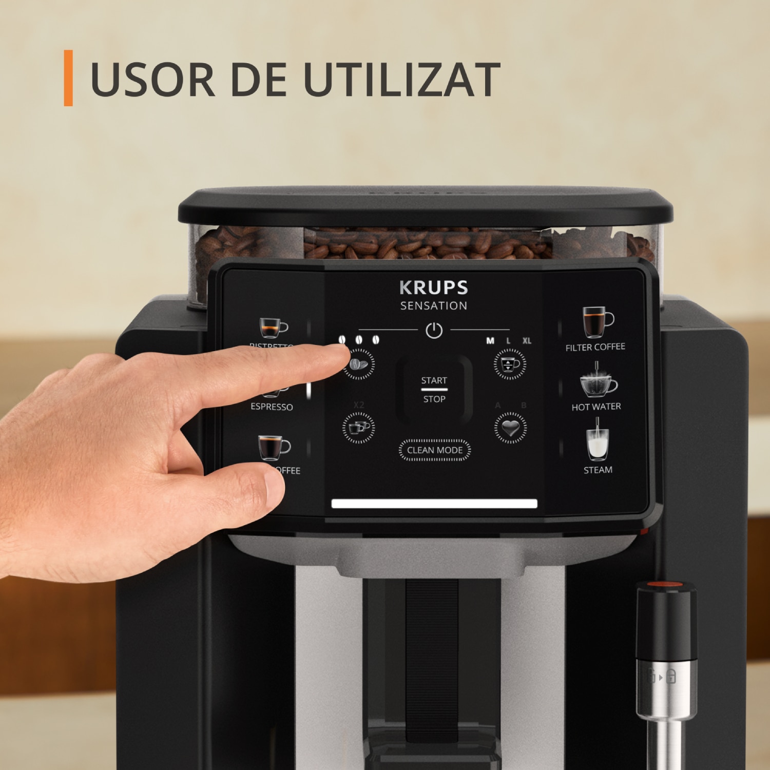Espressor automat KRUPS Sensation EA910B10, 5 retete, ecran tactil ...