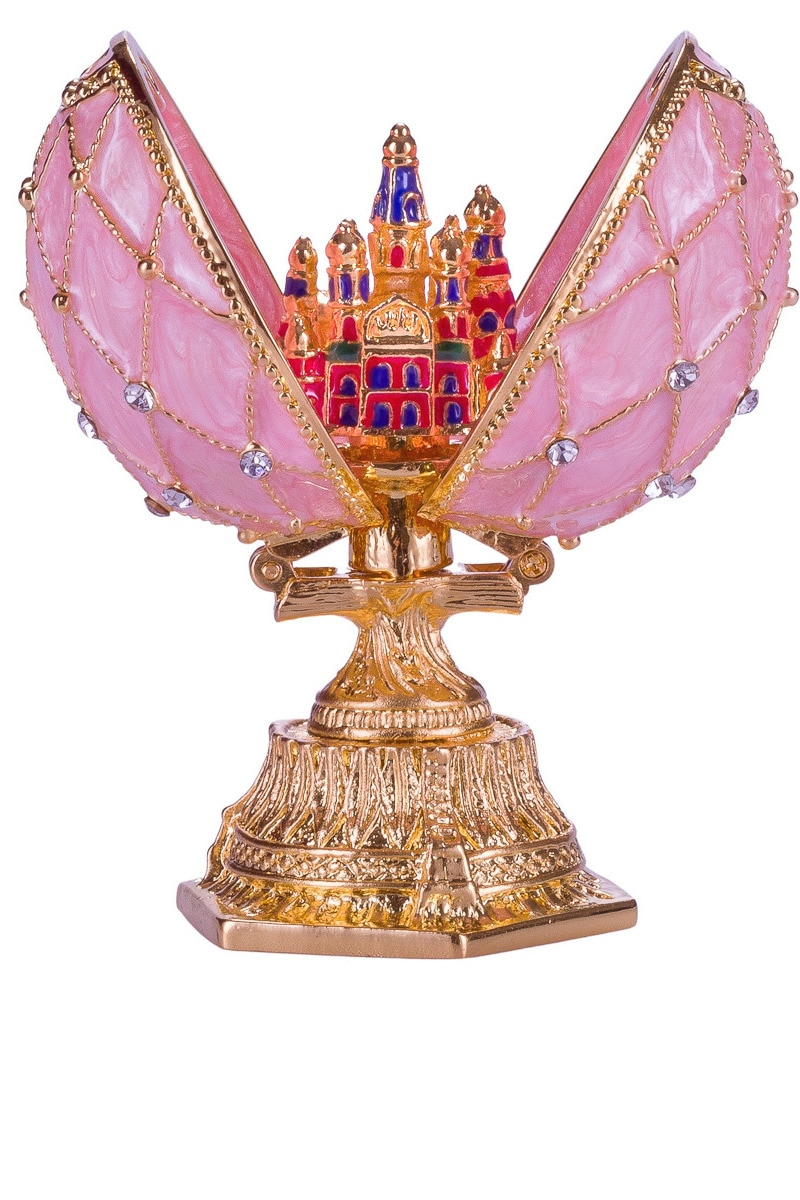 Cutie de bijuterii, Ou in stil Faberge, cu Biserica Mantuitorului pe ...
