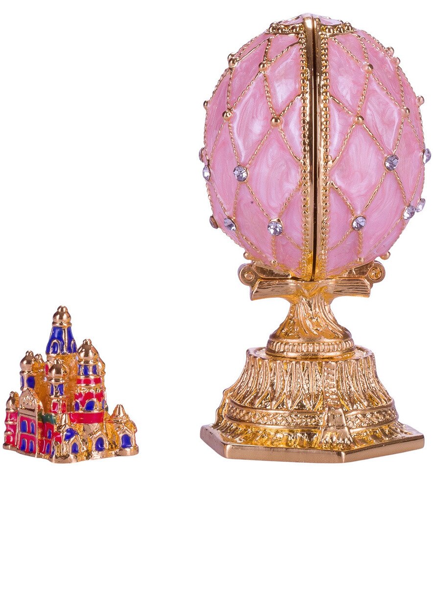 Cutie de bijuterii, Ou in stil Faberge, cu Biserica Mantuitorului pe ...