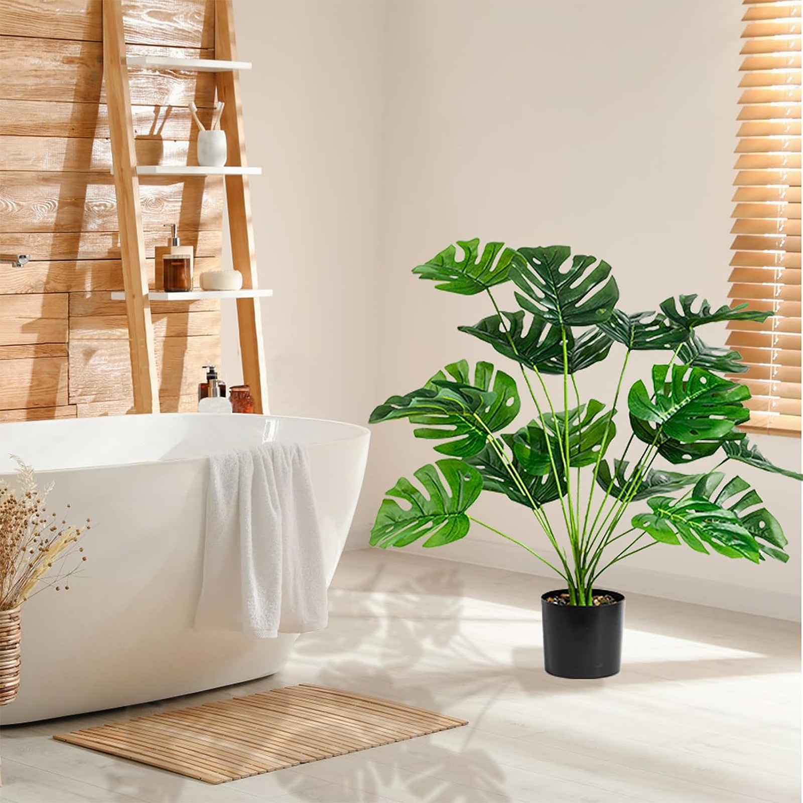 Planta artificiala, Monstera, NUODWELL, 18 frunze, din plastic, sigure ...