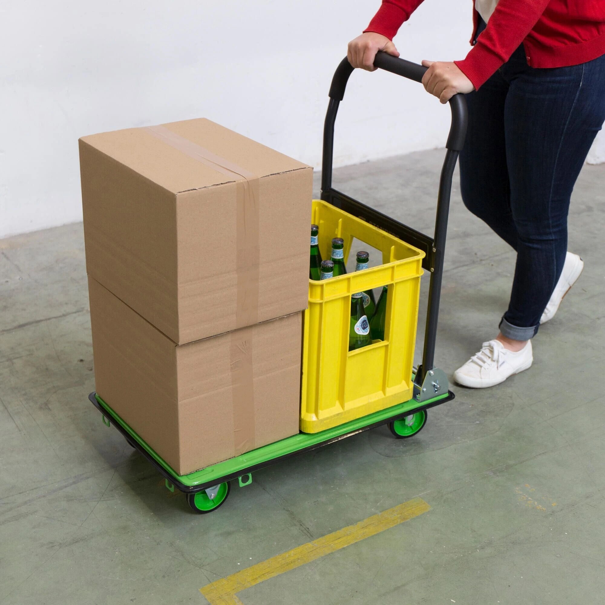Carucior Platforma Pliabil 150kg 4 Roti Frana Transport Electrocasnice ...
