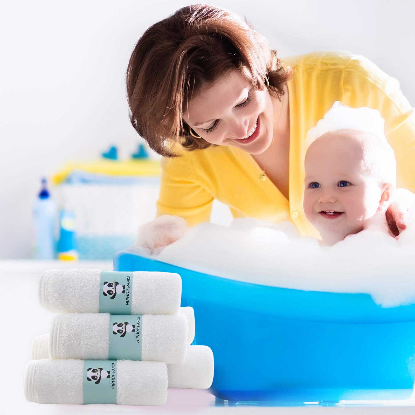 Set de prosoape pentru bebelusi, Kravzite®, fibra de bambus, moale si ...