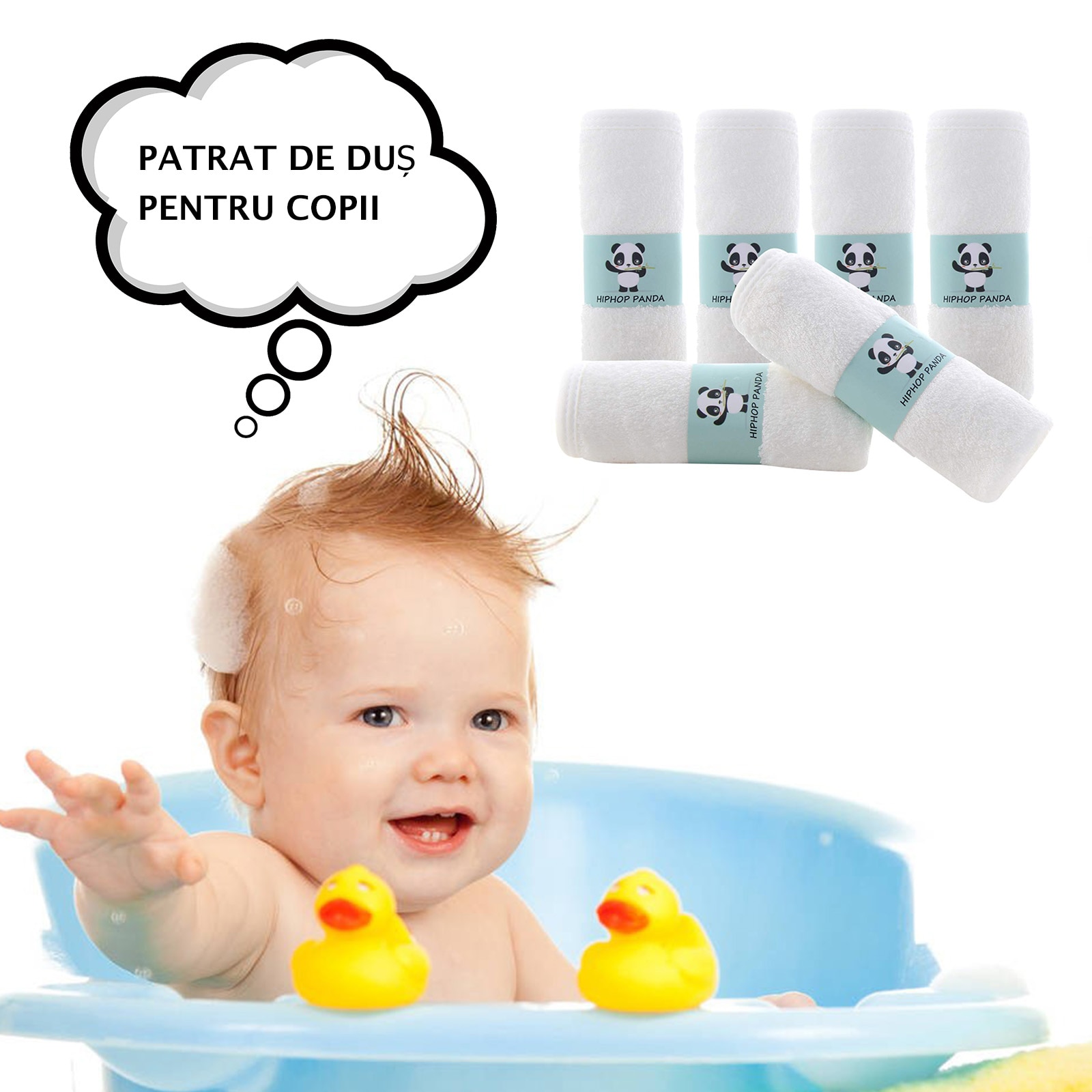 Set de prosoape pentru bebelusi, Kravzite®, fibra de bambus, moale si ...