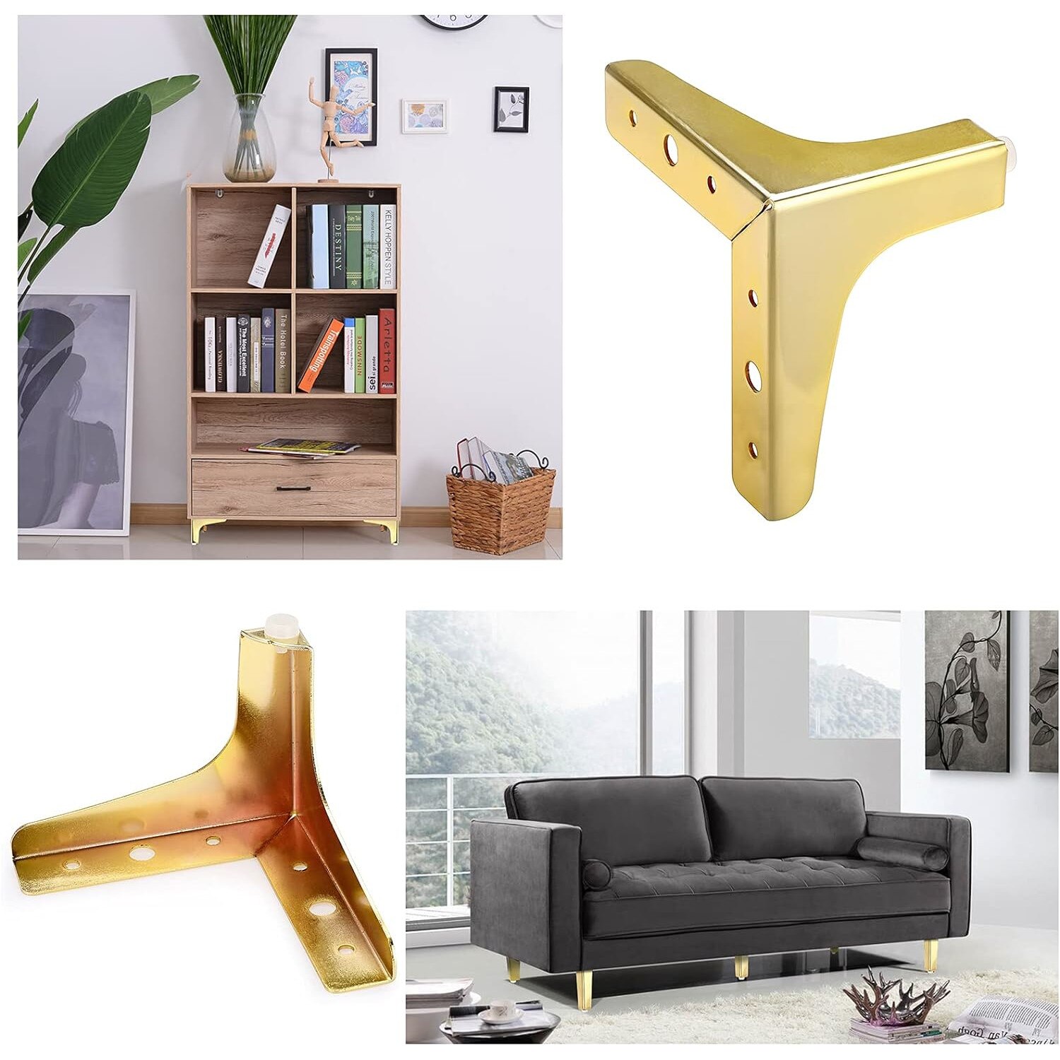 Set 4 picioare mobilier, KkvoGmle, Fier, 10cm, Auriu - eMAG.ro