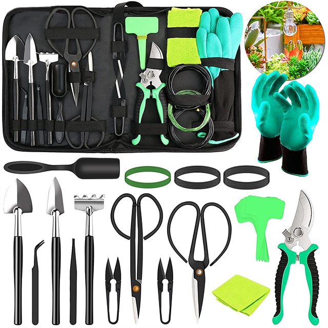 Set unelte gradinarit, Tebnaild, 24 Piese, Negru/Verde - eMAG.ro