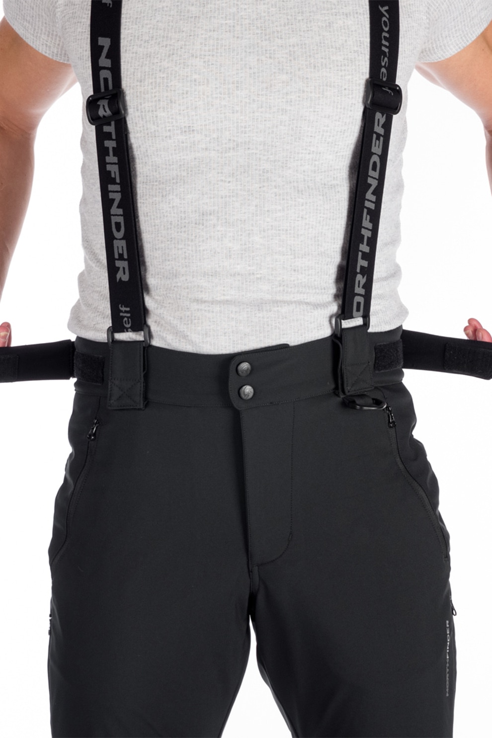 NORTHFINDER, Pantaloni impermeabili cu bretele pentru schi Ted, Negru ...