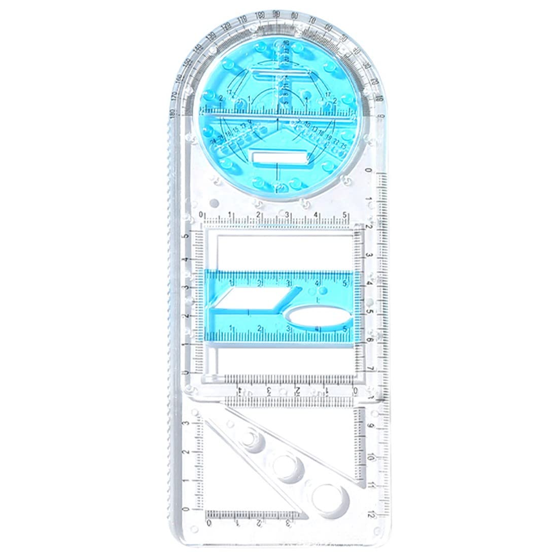 Rigla multifunctionala, Cafuneplus®, pentru geometrie, liniar scolar, 4 ...