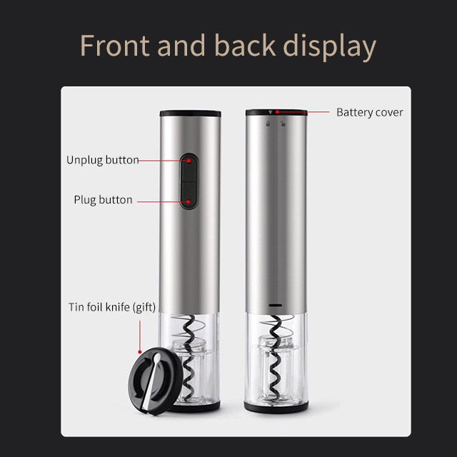 Set desfacator de vin, Tebnaild, Electric, Argintiu/Negru - eMAG.ro