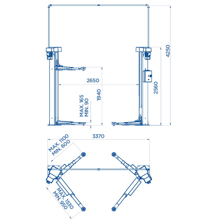 Elevator auto 2 coloane 3.5 t, OMCN, electromecanic, 400 V, 2 motoare ...