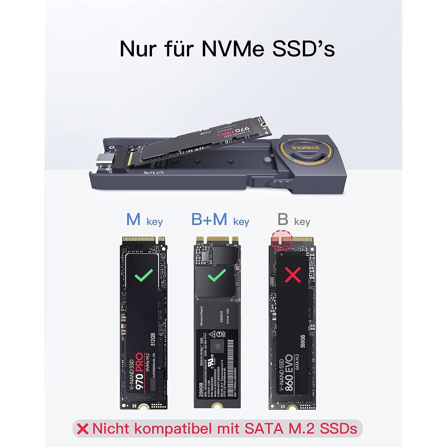 Външен NVMe M2 Rack с разсейване на топлината - Вентилатор USB 3.2 Gen ...