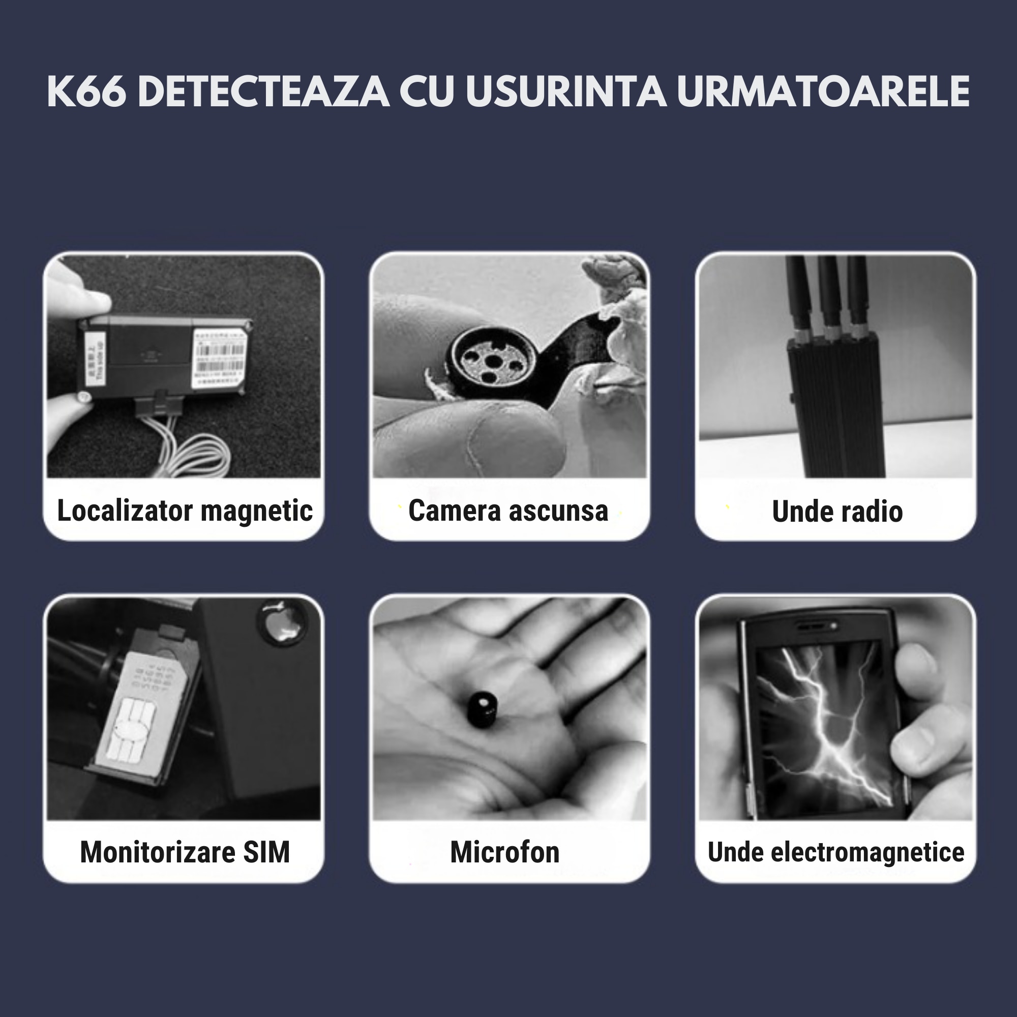Detector aparate si dispozitive de spionaj multifunctional, model K66 ...